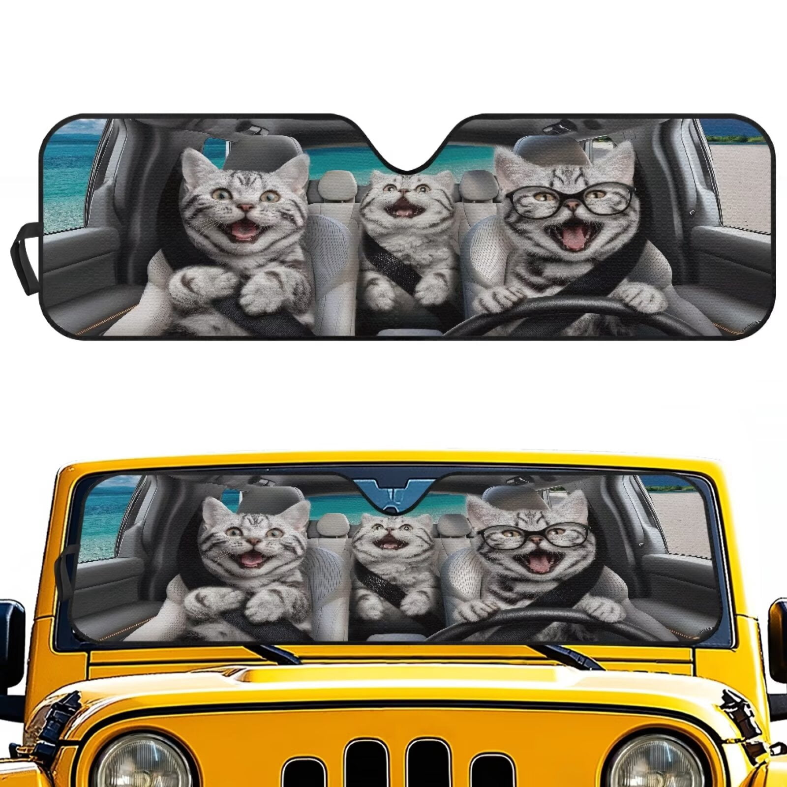 Uorisanigo Windshield Sun Shade for Jeeps Foldable 1 Piece White Cat ...