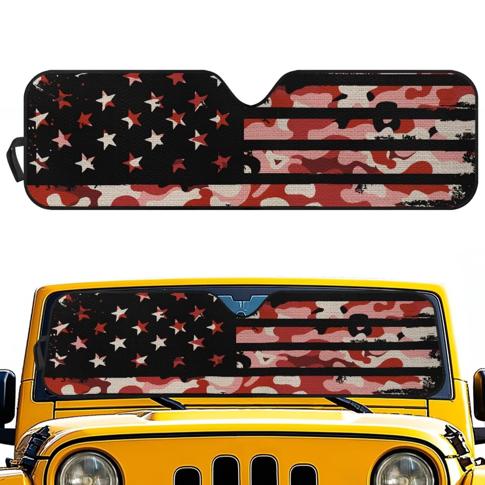 Uorisanigo Windshield Sun Shade,Red Camo American Flag Car Sunshade for ...