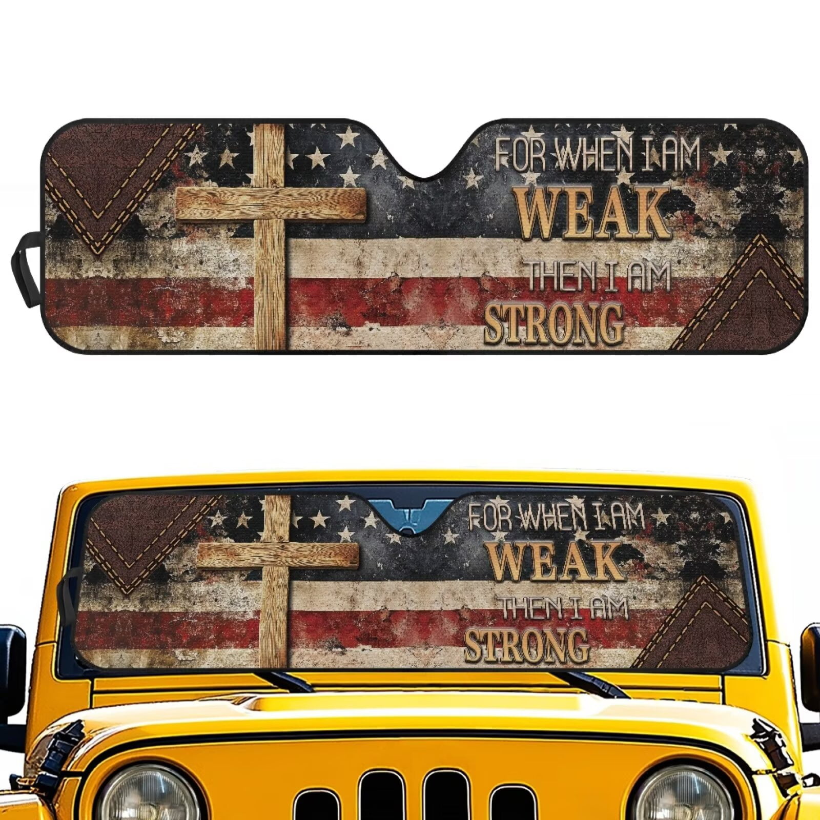 Uorisanigo Windshield Sun Shade Sun Visor Heat Shield Cross American ...