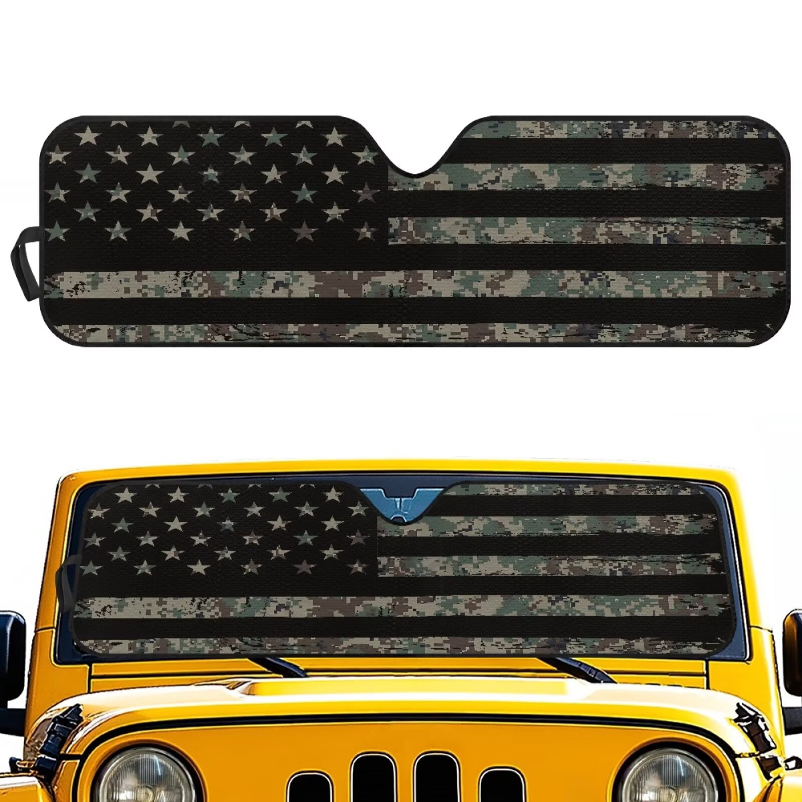 Uorisanigo Windshield Sunshade for Jeep,Camo American Flag Windshield ...