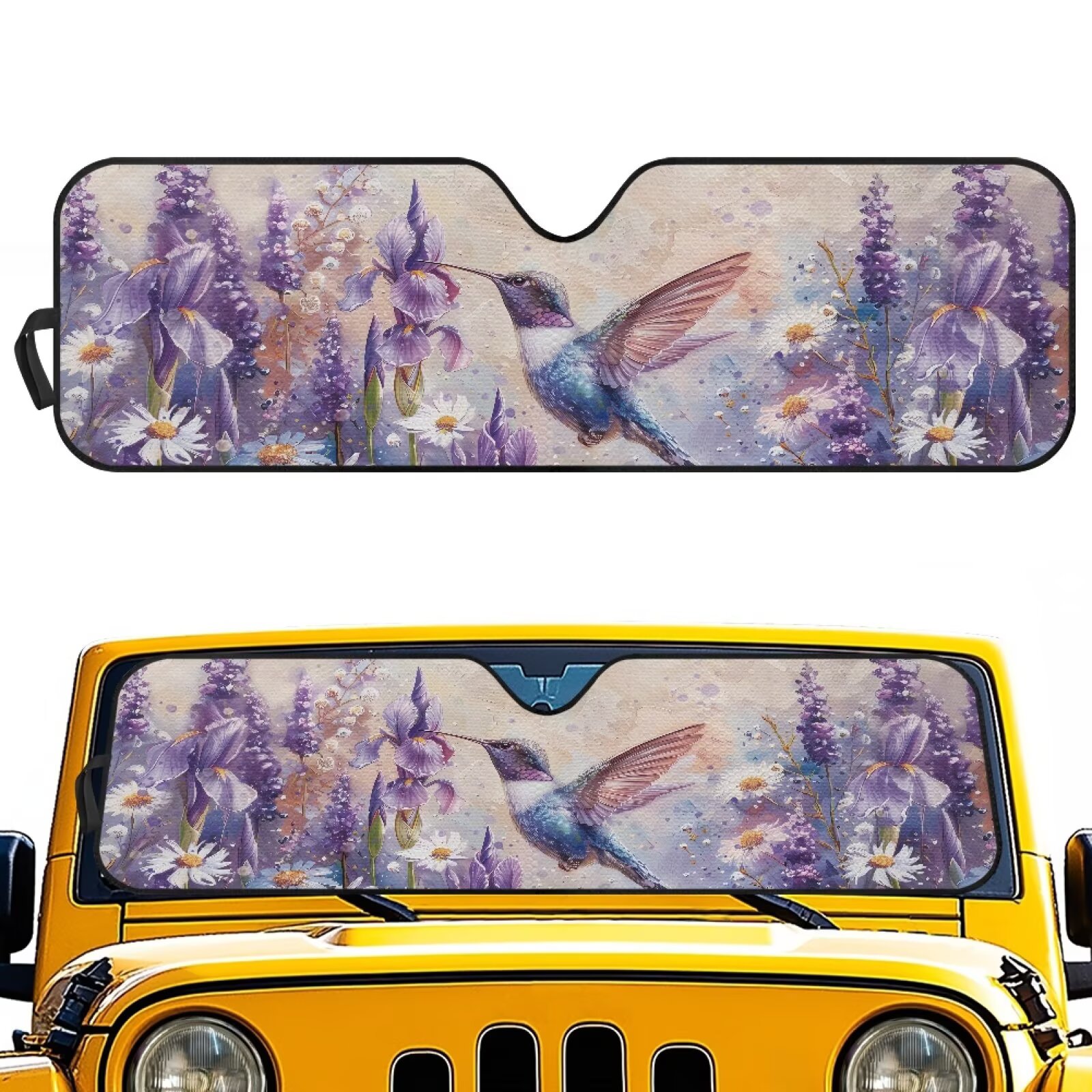 Uorisanigo Windshield Sunshade Sun Shade Floral Hummingbird Print Heat ...