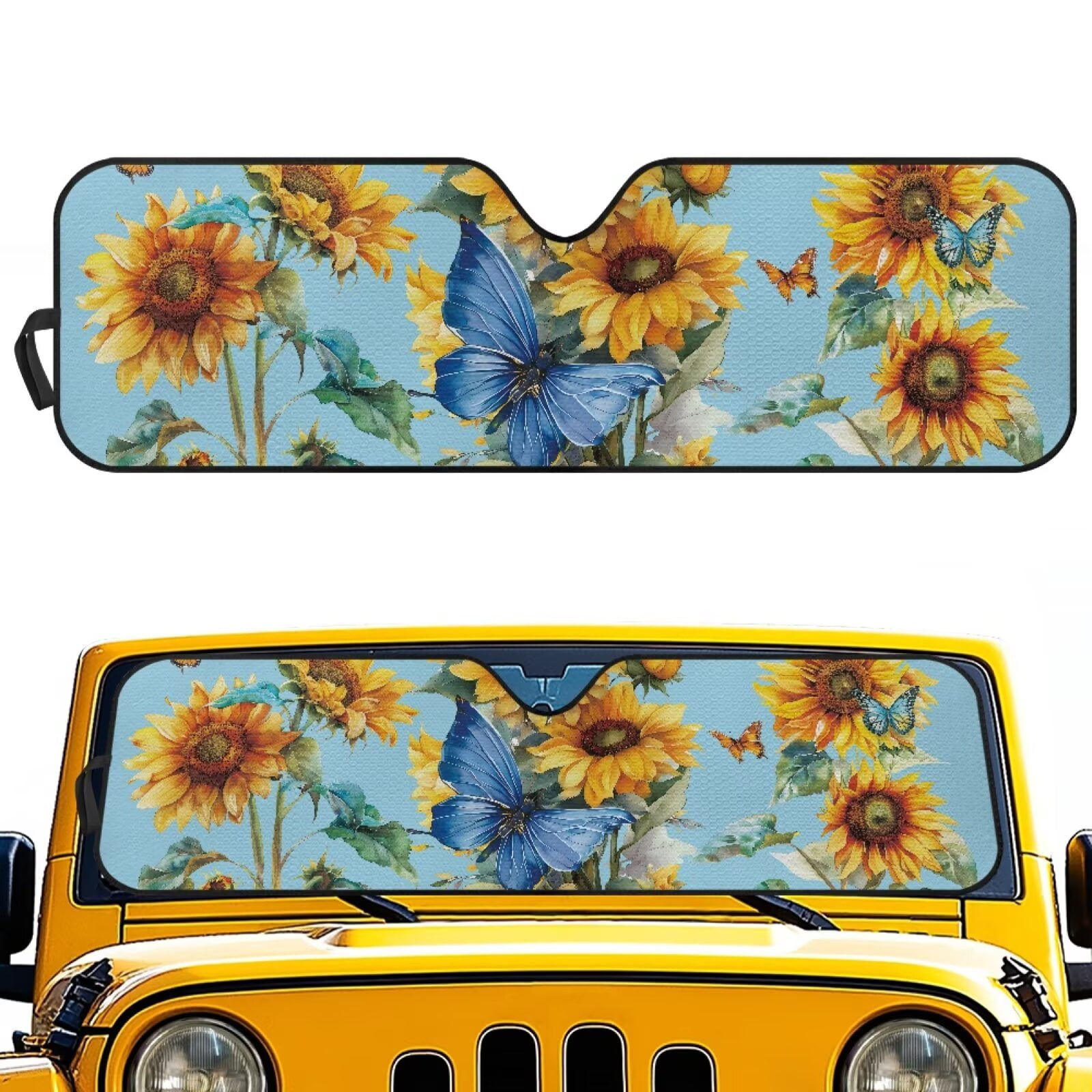 Uorisanigo Windshield Sunshade Sun Shade Sunflower Butterfly Heat ...