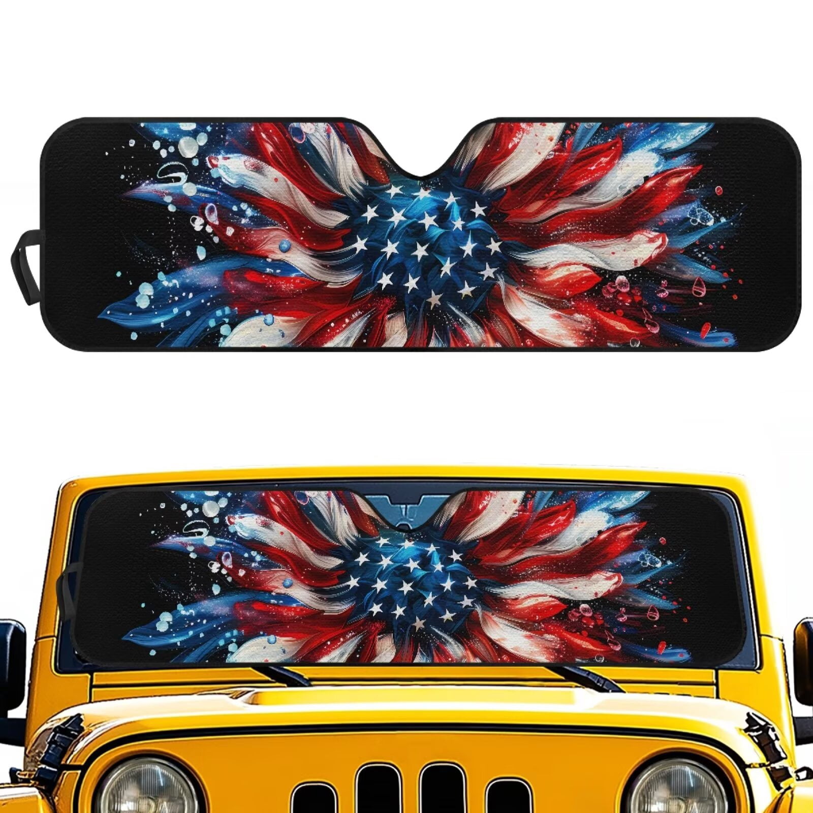 Uorisanigo Windshield Sunshade for Wrangler TJ JK American Flag Flower ...
