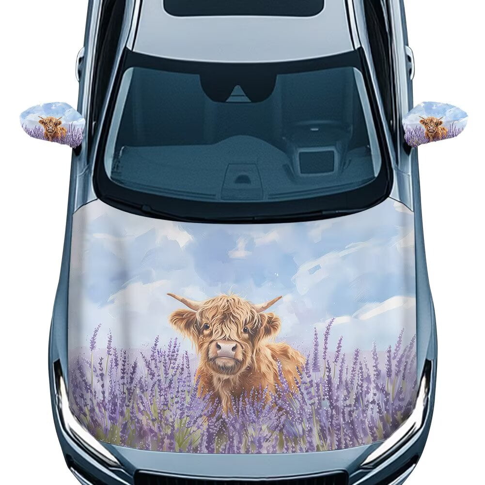 Uorisanigo Yak Lavender Print Car Hood Cover and Car Mirror Covers ...