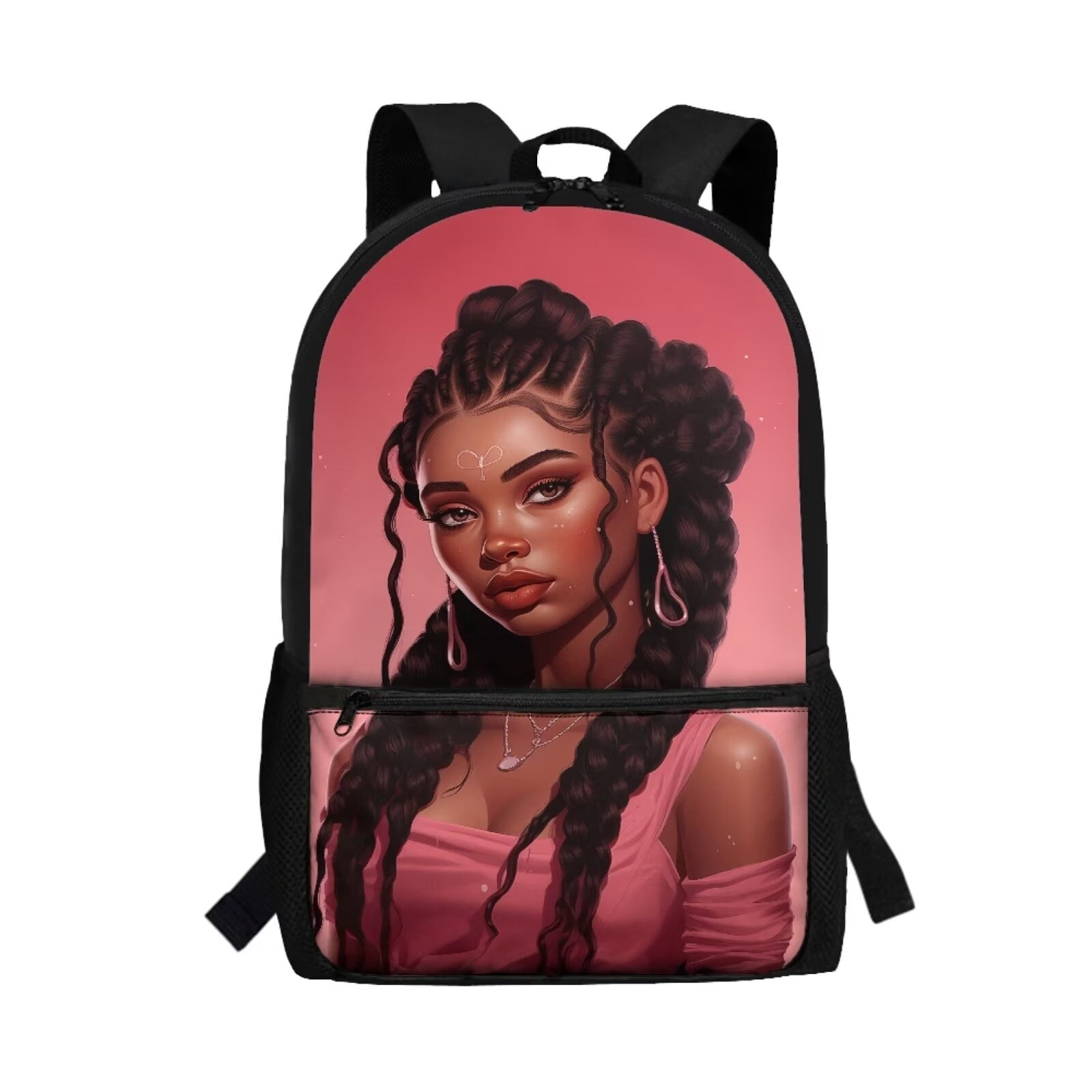 Uourmeti African American Girl Pink School Backpack, Big Capacity ...