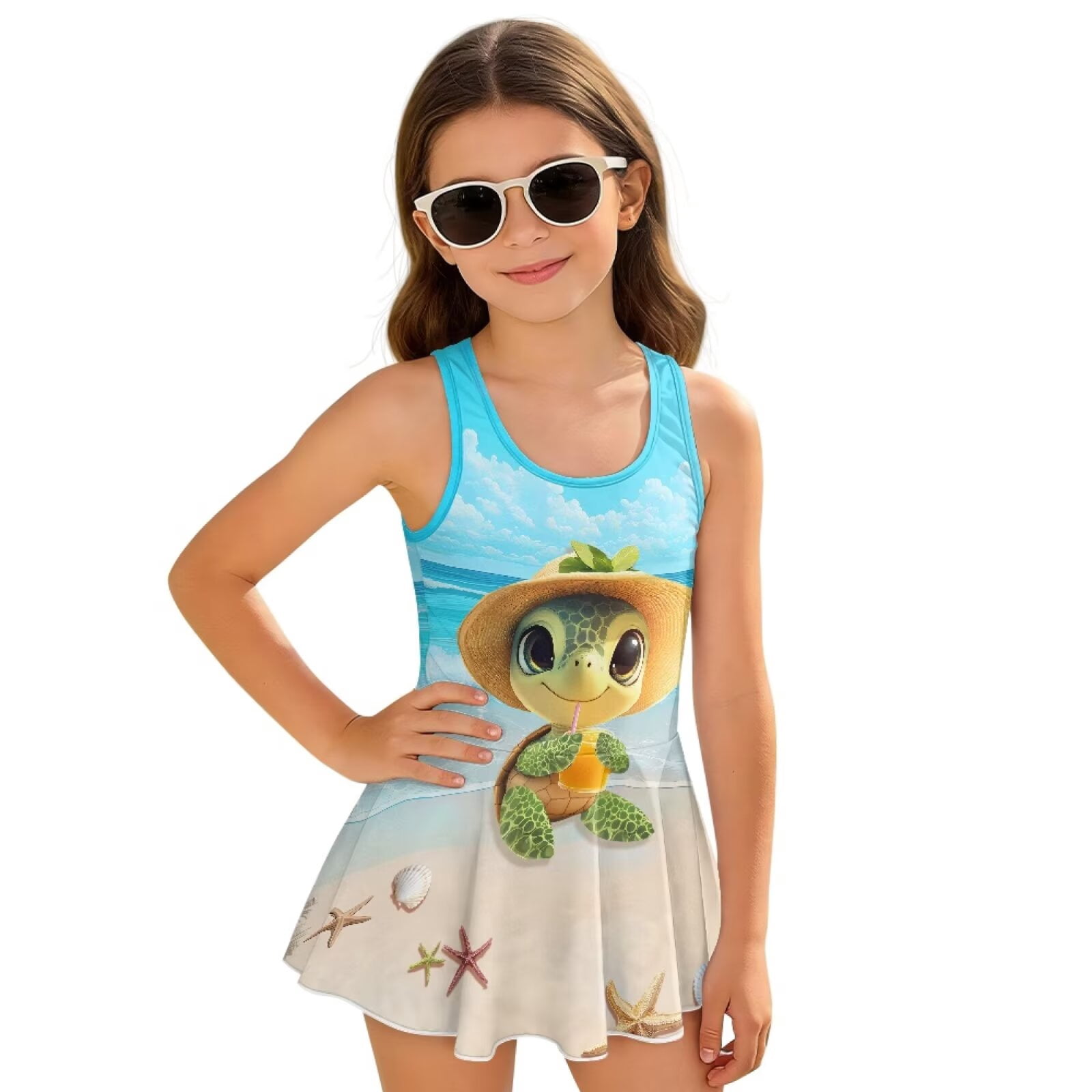 Uourmeti Cartoon Turtle Girls Swimsuit One Piece Thick Strap Beach ...