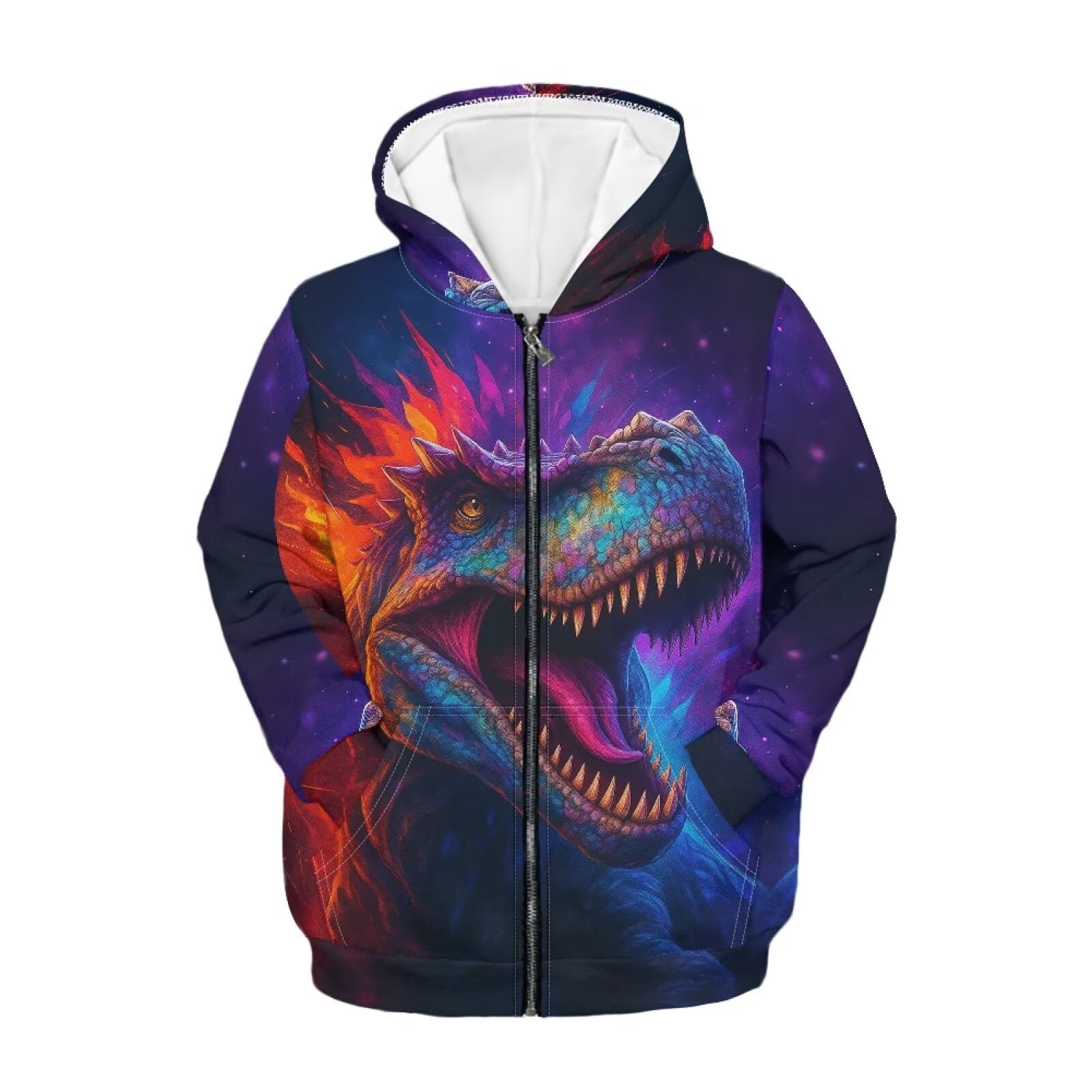 Uourmeti Cool Dinosaur Galaxy Boys Youth Sports Jacket Hoodie Zip Up ...