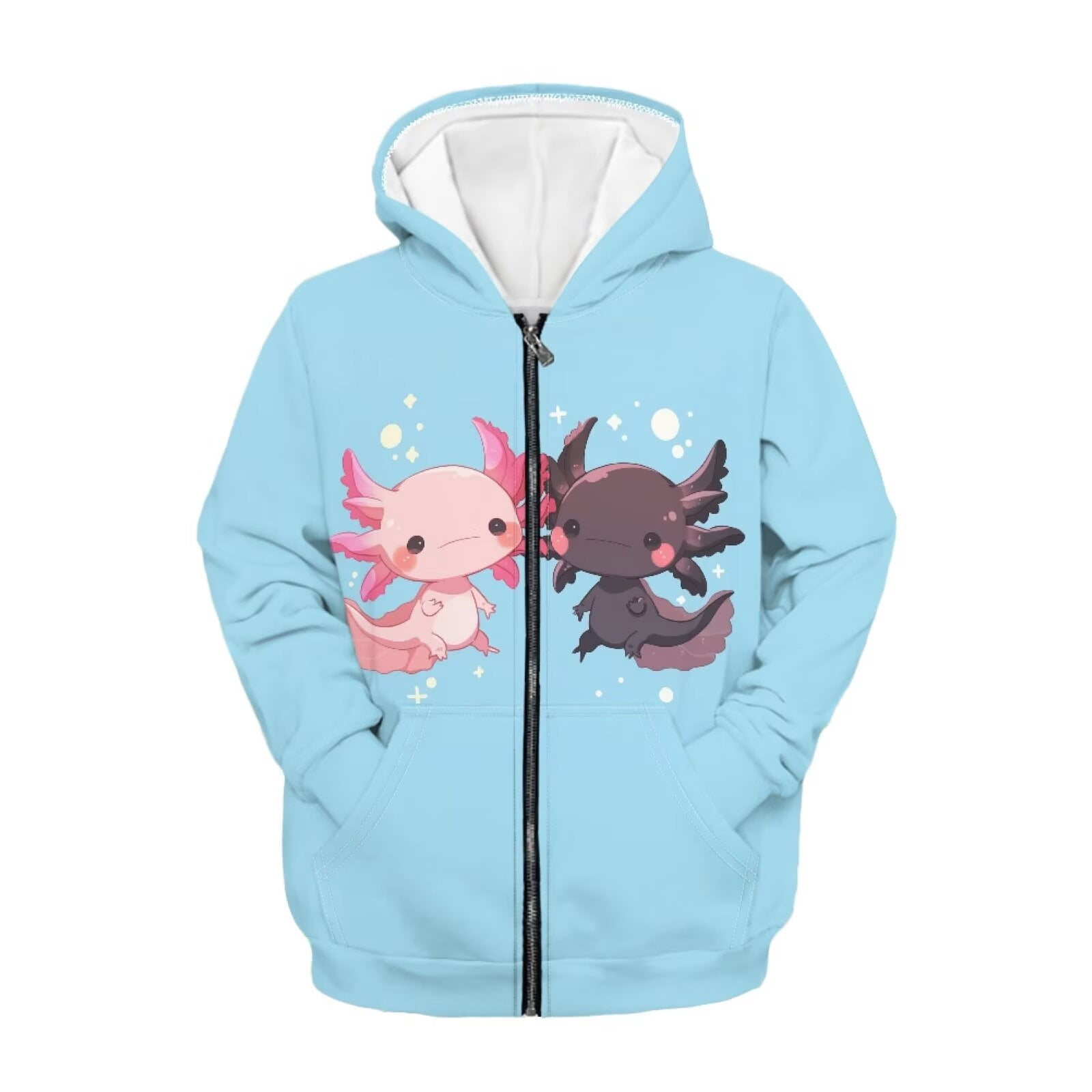 Uourmeti Cute Couple Axolotl Kids Hooded Jacket with Pockets Long ...