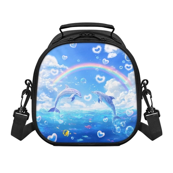 Uourmeti Cute Kids Insulated Lunch Bag with Rainbow Dolphin Design ...