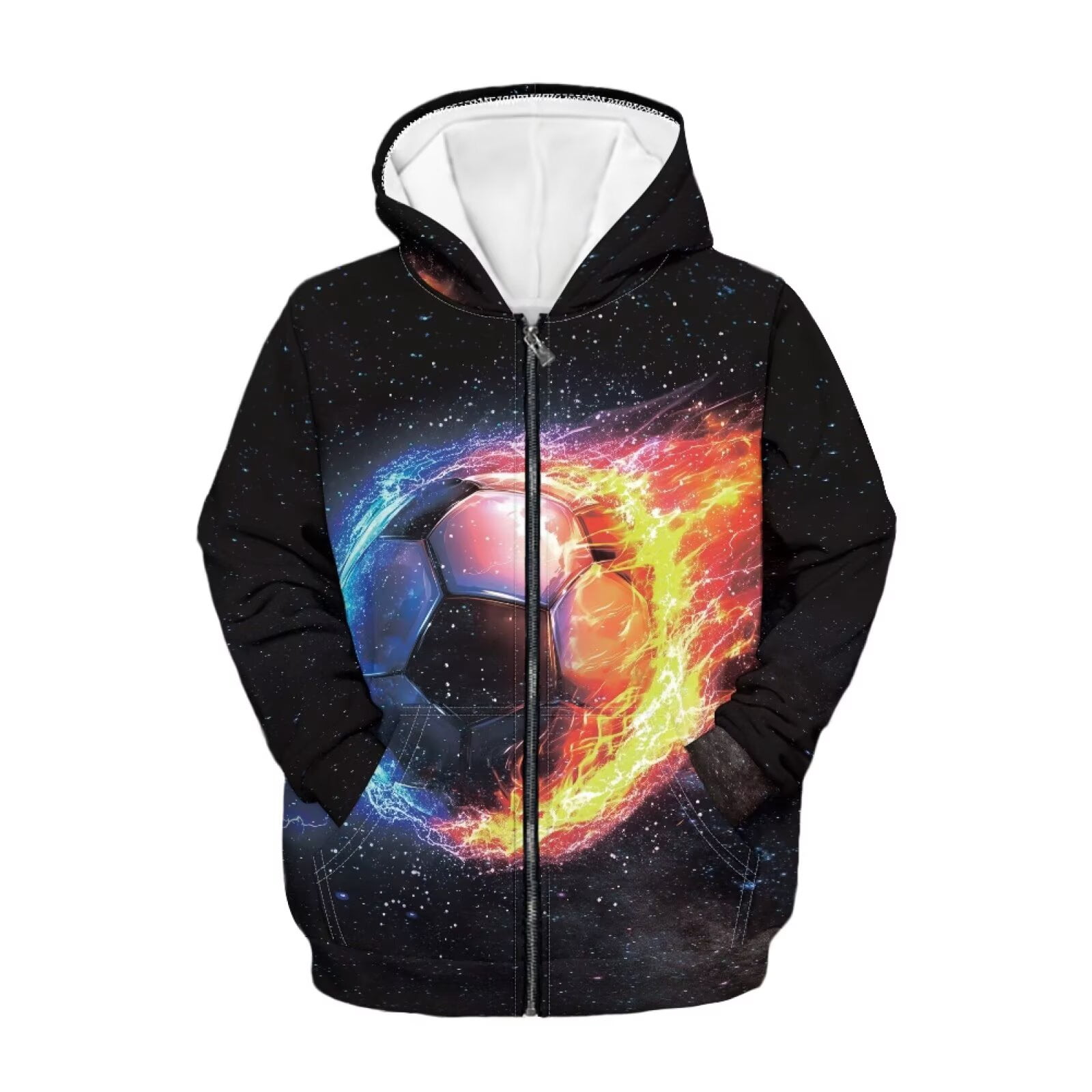 Uourmeti Galaxy Flame Soccer Kids Casual Pullover Hoodie Long Sleeve ...