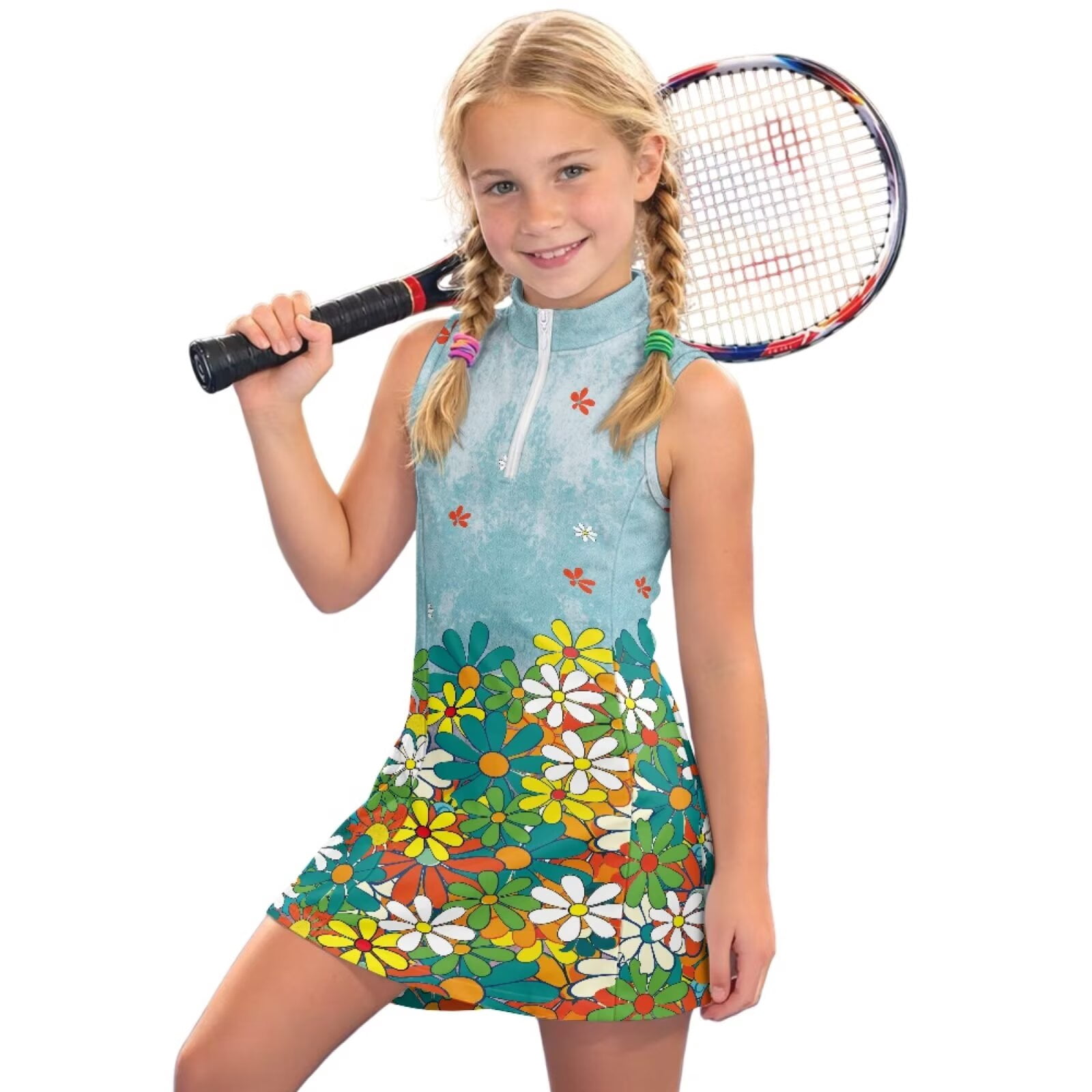 Uourmeti Girls Zip Tennis Dress Sleeveless Pickleball Athletic Dresses ...