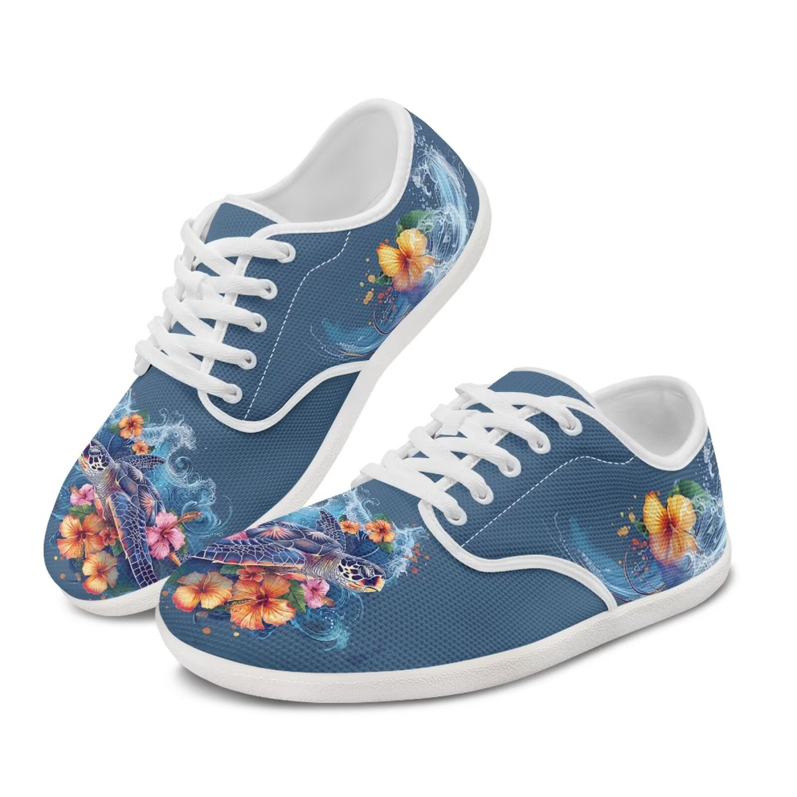 Uourmeti Hibiscus Flower Sea Turtle Wide Toe Box Barefoot Shoes for ...