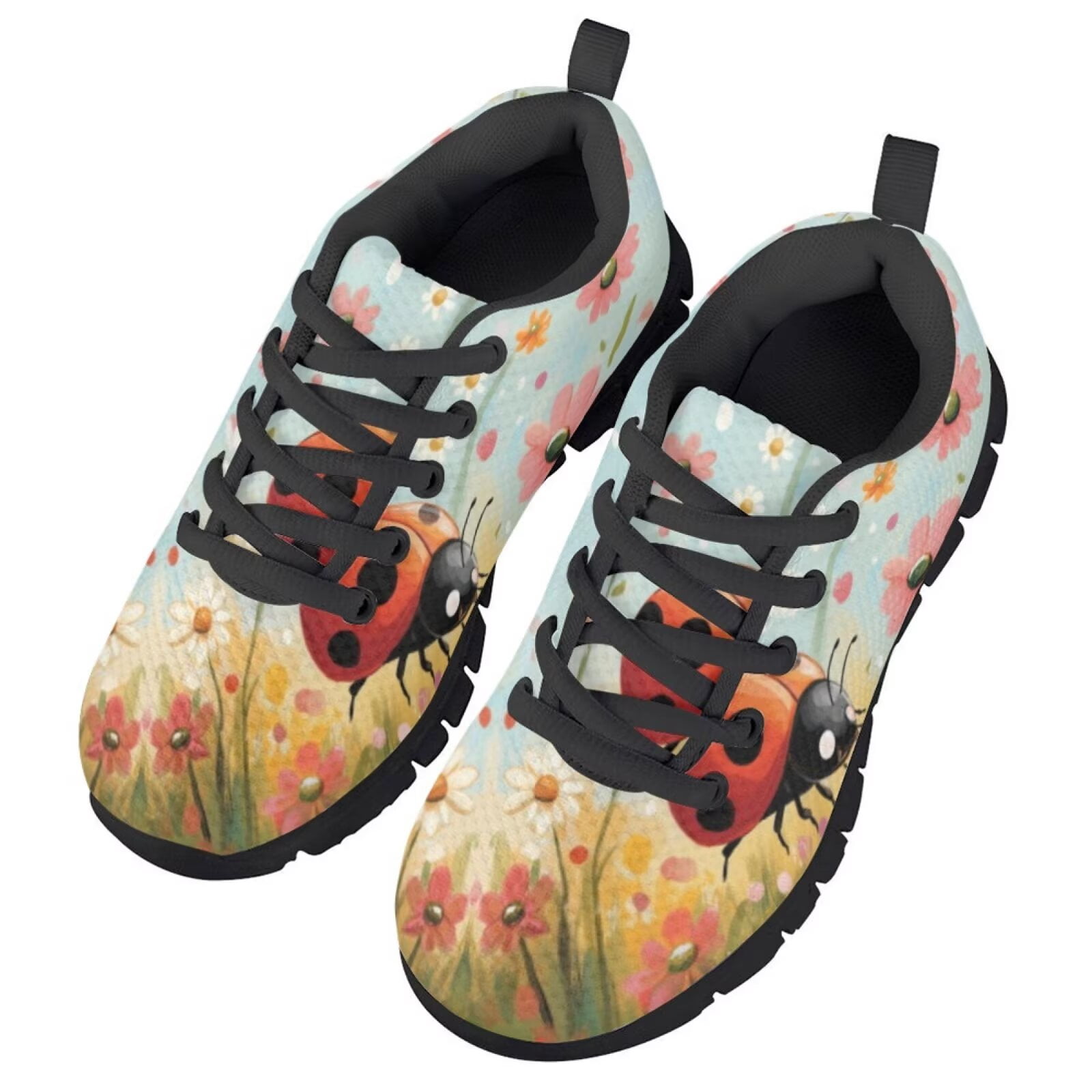 Uourmeti Ladybug Shoes for Girls Lightweight Kids Floral Trainer ...