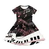 Uourmeti Piano Key Notes Summer Dress Casual Short Sleeve Swing Dresses ...