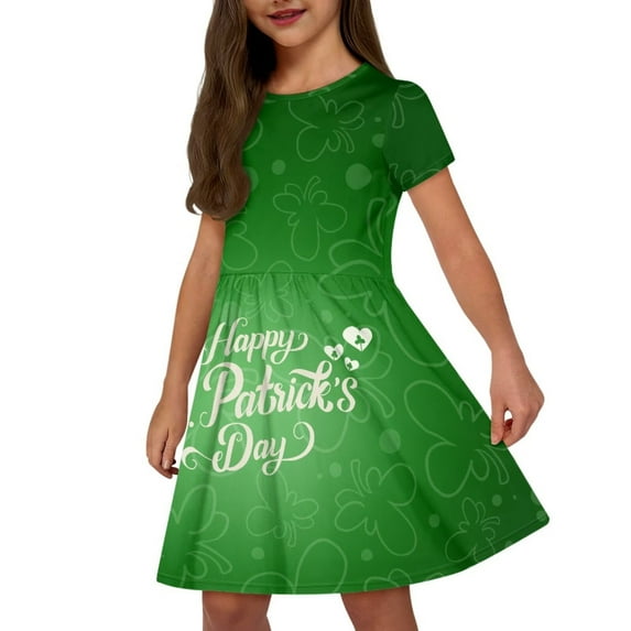 Uourmeti St. Patrick Day Dress for Girls 3-4 Summer Short Sleeve Swing ...