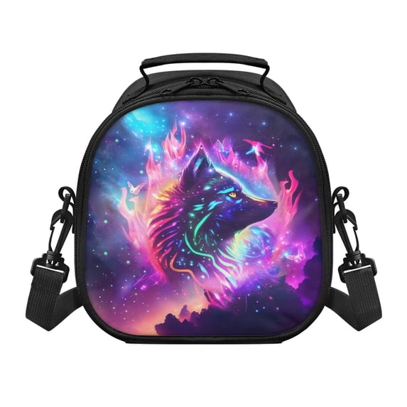 Uourmeti Stylish Kids Insulated Lunch Bag featuring Cosmic Neon Wolf ...