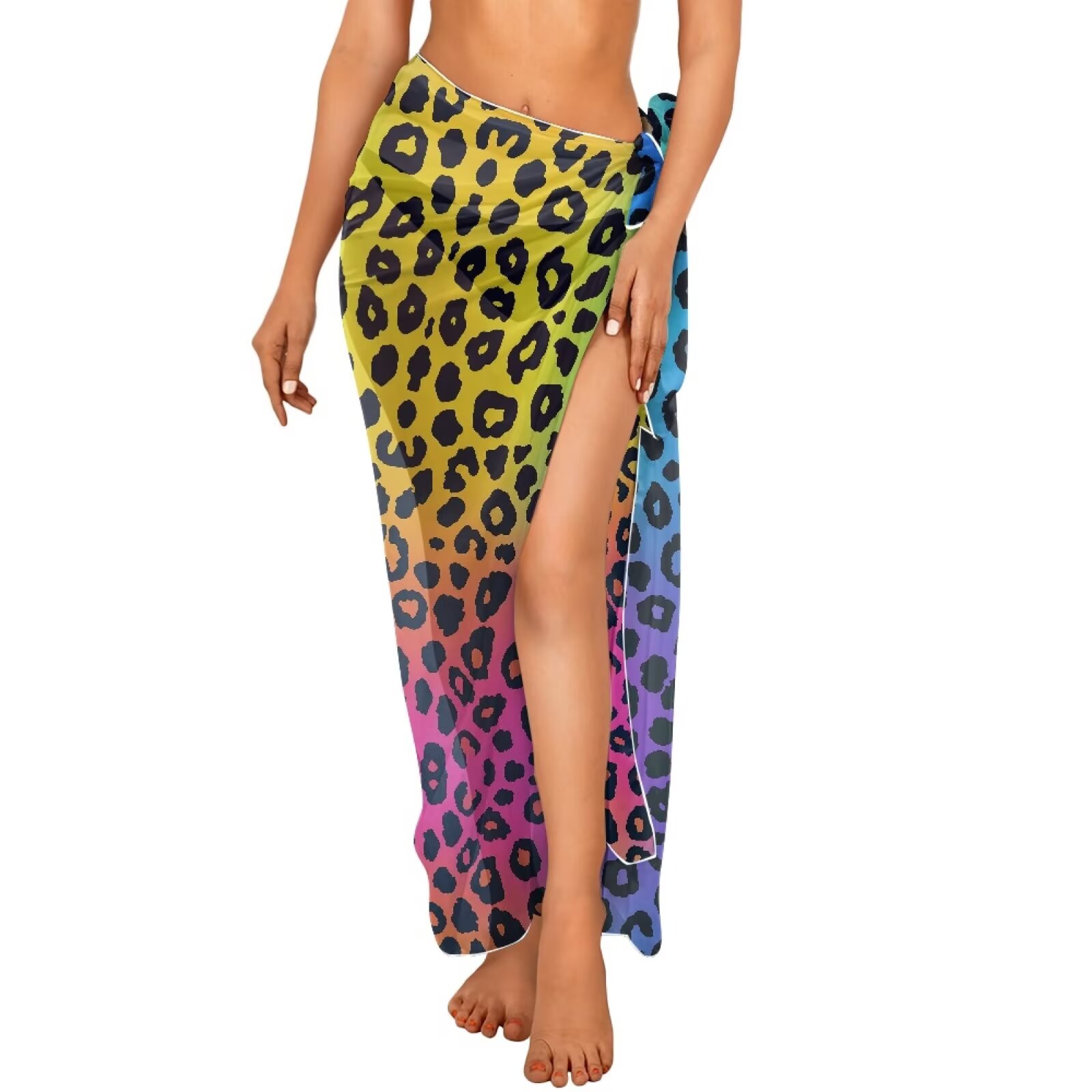 Uourmeti Women Colorful Leopard Print Sarong Wraps Coverups Sarong ...