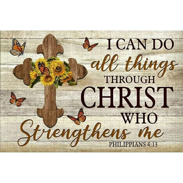 Uoyeqt 500 Pieces Jigsaw Puzzle Cross I Can Do All Things Through ...