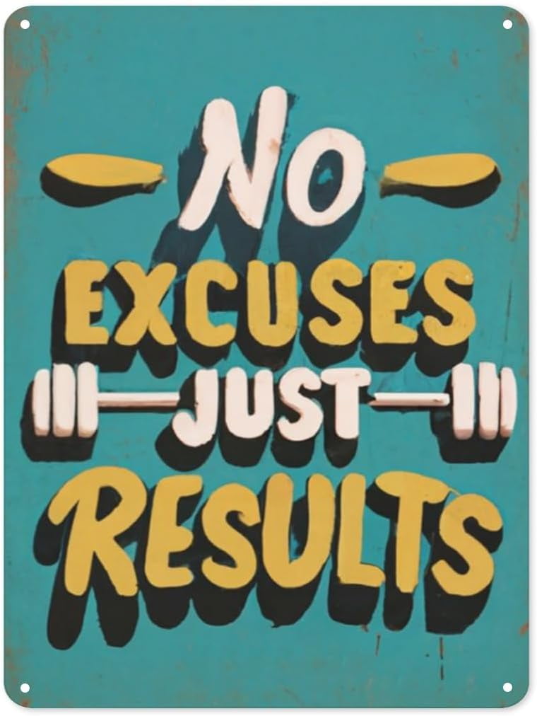Uoyeqt Gym Tin Signs Fitness Art Weight Lifting Metal Signs Gym ...
