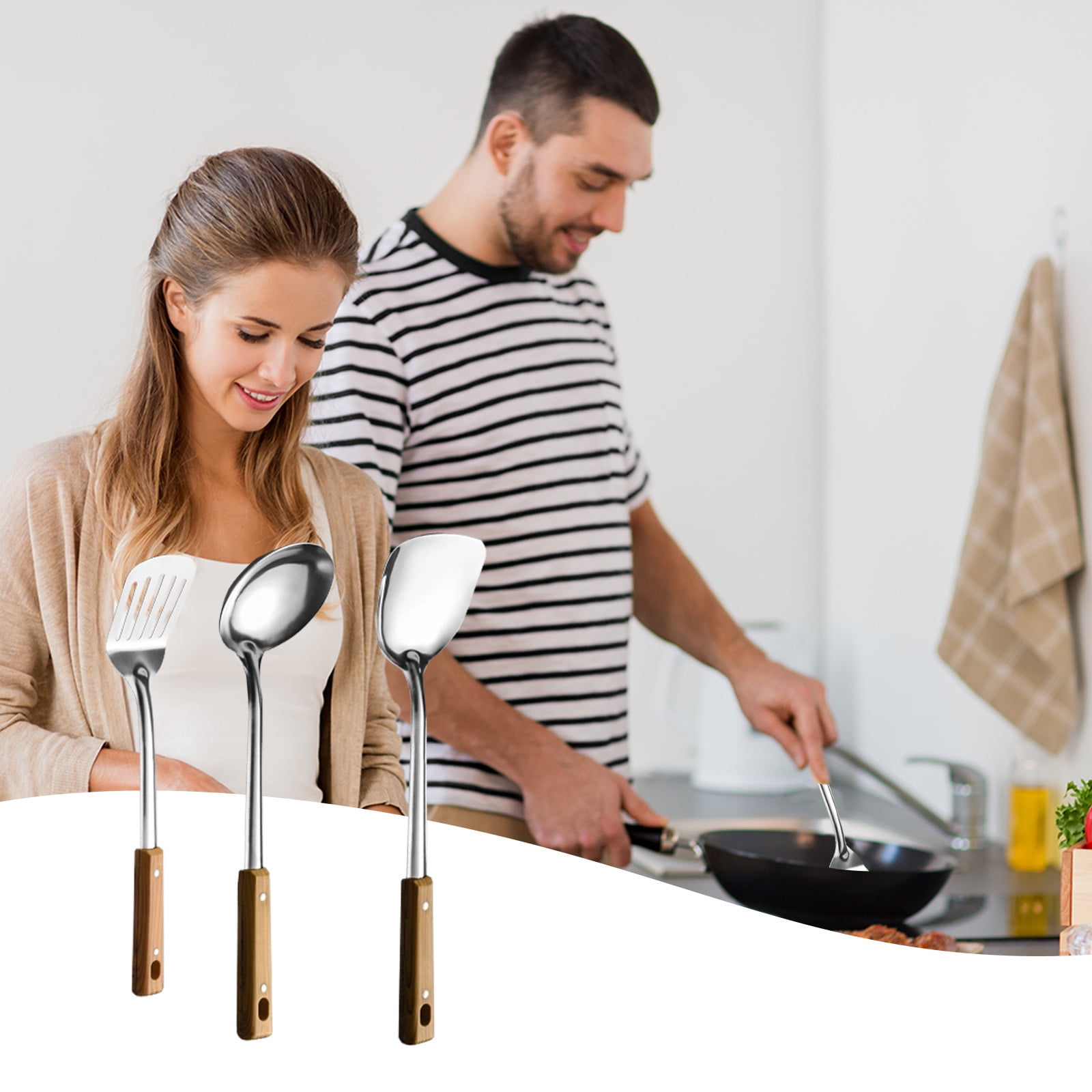 Up to 30% OFF, Professional Wok Spatula Set , 304 Stainless Steel Long ...