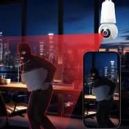 360° 1080P IP E27 Light Bulb Camera Wi-Fi IR Night Smart Home Wireless ...