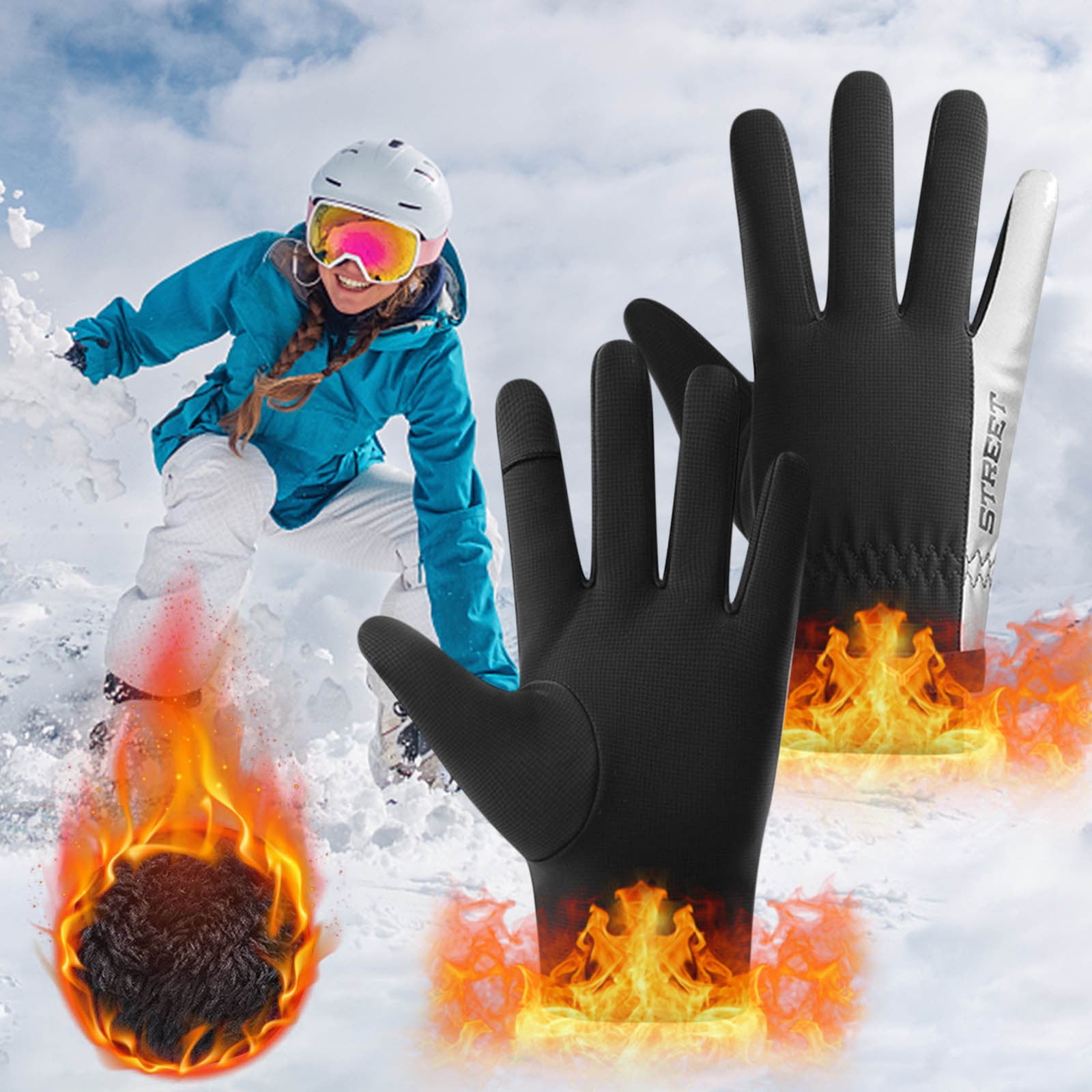 Up to 50% off! Caoblia Winter Gloves Men Thicken Leather, Fleece Liner ...