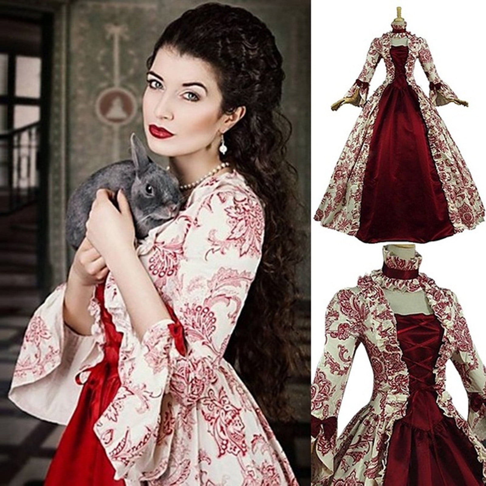 Up to 65% off ZVAVZ Halloween Dress Women Court Square Collar Princess ...