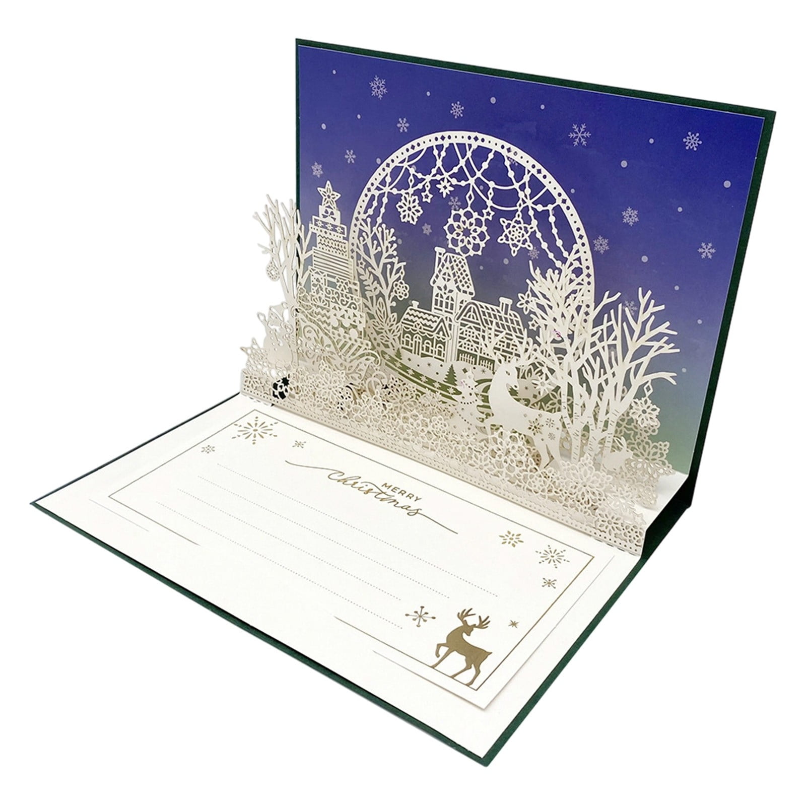 Up Double Layer Hollow Out Greeting Cards with Unique 3D Winter Page ...