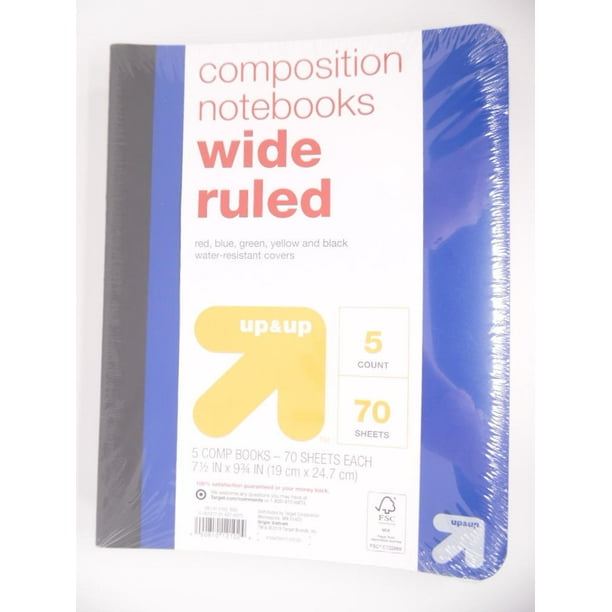 Up&Up 5pk 70 Sheets Wide Ruled Solid Composition Notebooks - Multi ...