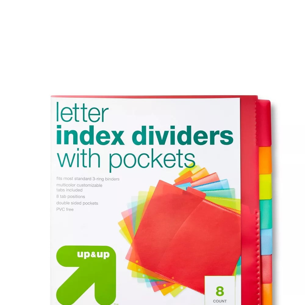 Up & Up Letter Index Dividers with Pockets 8 Count - Walmart.com