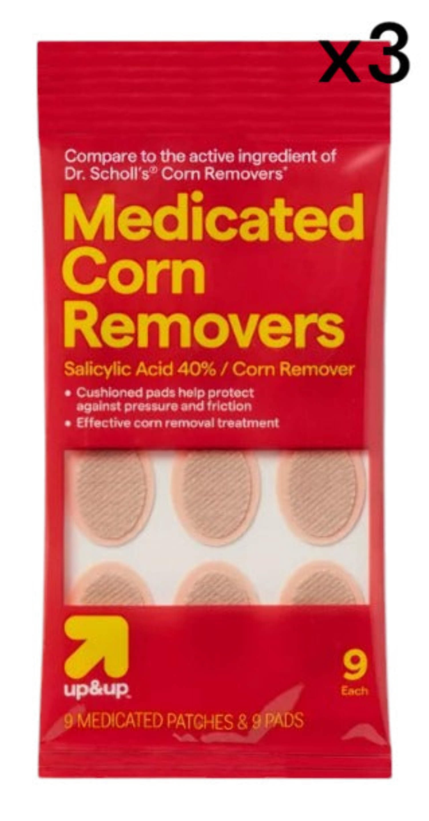 3 PK Medicated Corn Removers 9 Ct Each Salicylic Acid 40% Foot Care ...