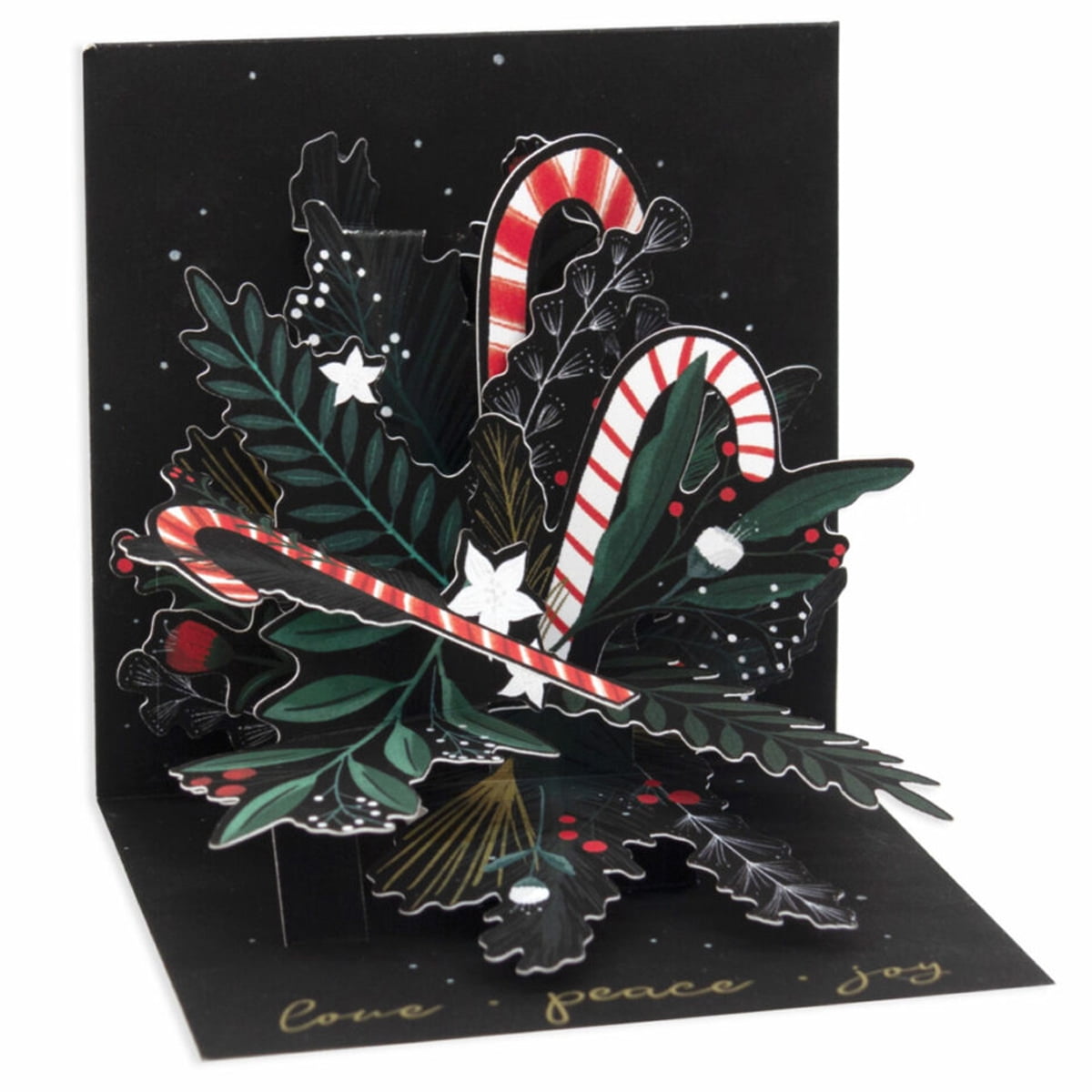 Up With Paper Candy Cane and Holly Bouquet 3-Inch Mini 3D Pop-Up ...