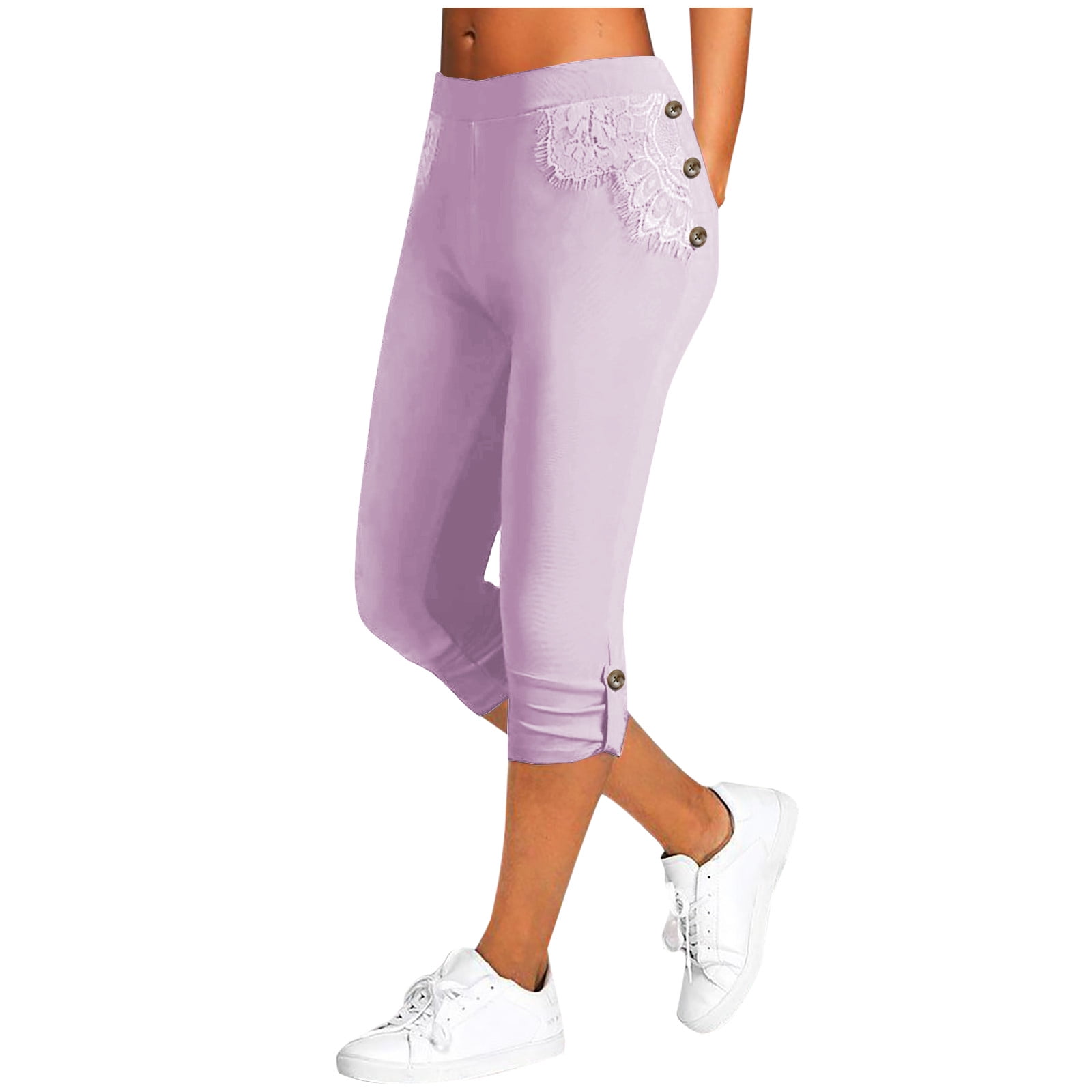 Erwazi Women's Capri Leggings High Waisted Knee Length Yoga Pants ...