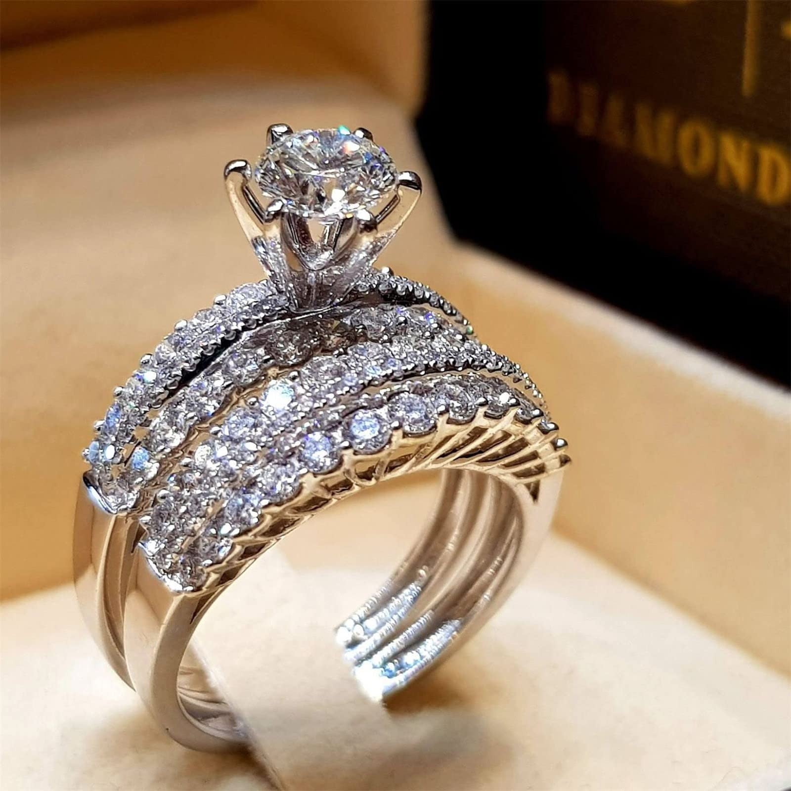 Up to 50 off Rings for Women 925 Sterling Silver Wedding Band In Titanium Plated Ring Wedding Ring Engagement Ring Gifts for Family on Clearance