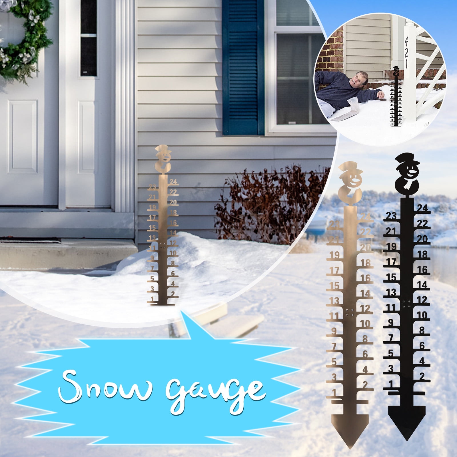 Up to 60% Off, 24 Inch Snow Meter Hand Made Metal Outdoor Garden Snow ...