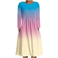pstuiky Dresses for Women, Women Gradation Dress Long Sleeve Crew Neck ...
