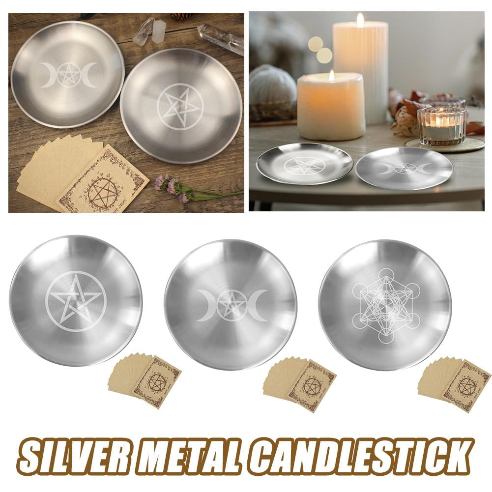 Up to 60% off! PawCasa Altar Ritual Plate Dish Stainless Steel Flat ...