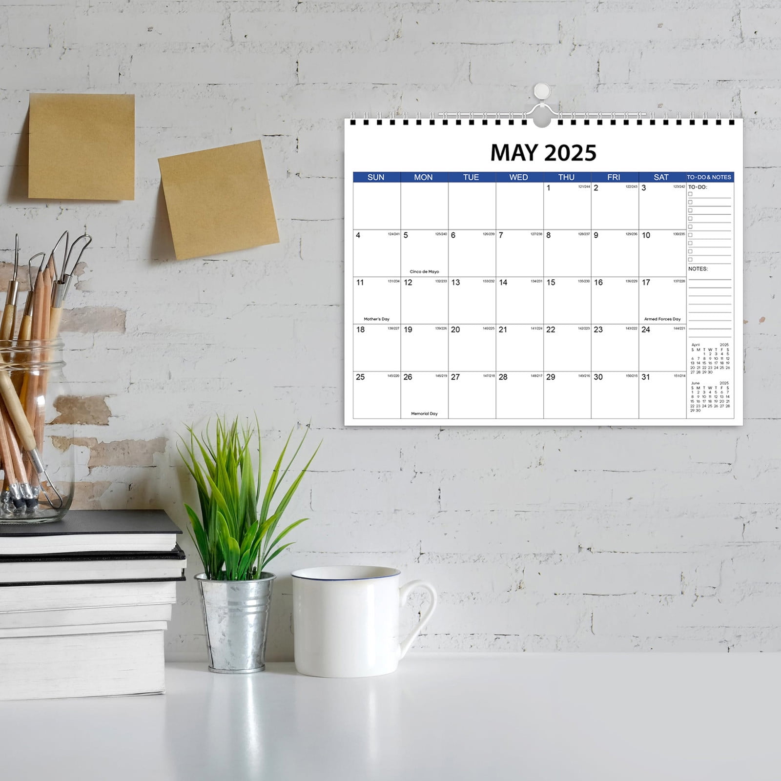 Up to 65% Off 2025 Easy Blue Wall Calendar 12 Months Double Coil with ...