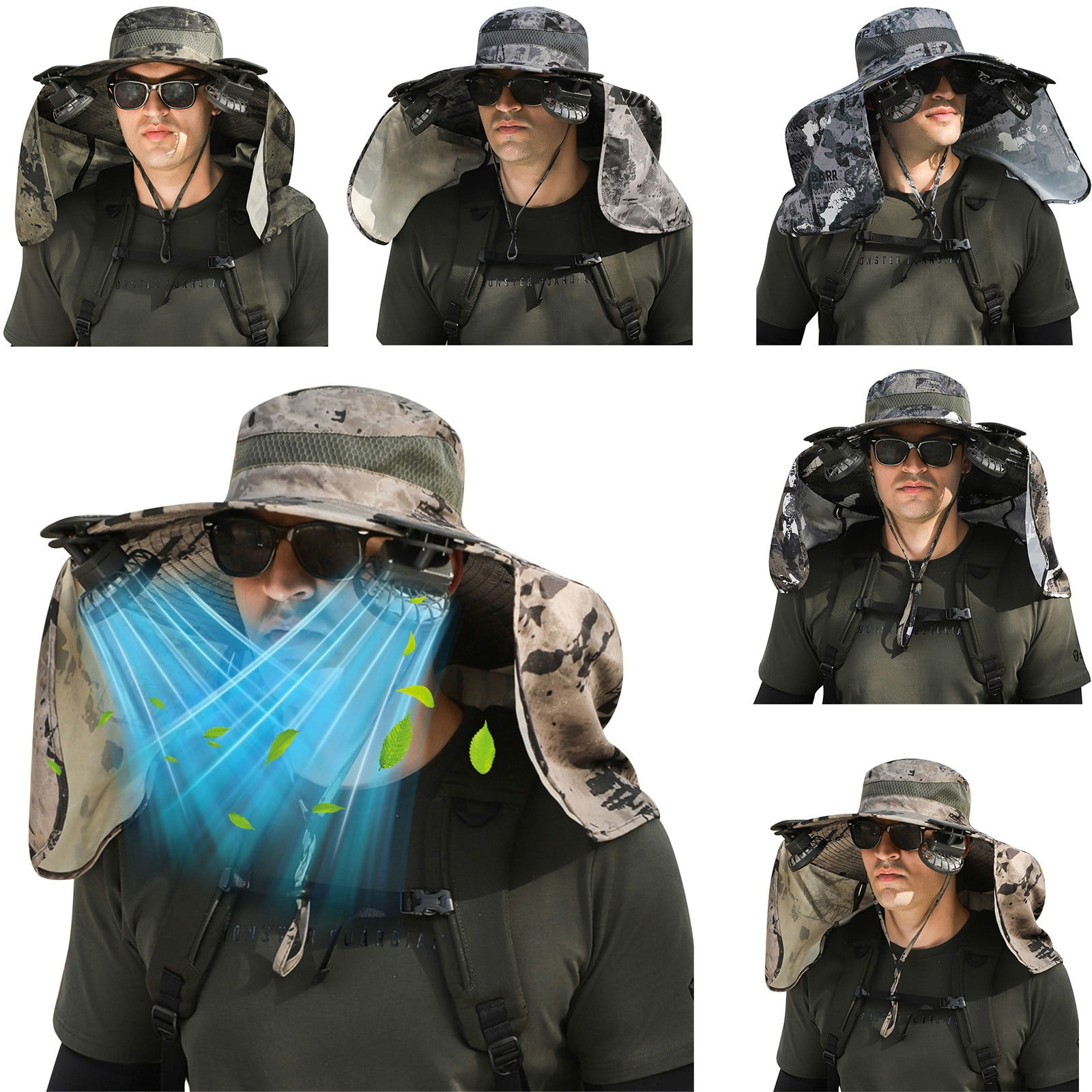 Up to 65% off! Large Shawl Sun Hat Neck Protection Summer Sun Charging Fan Desk fan - Walmart.com