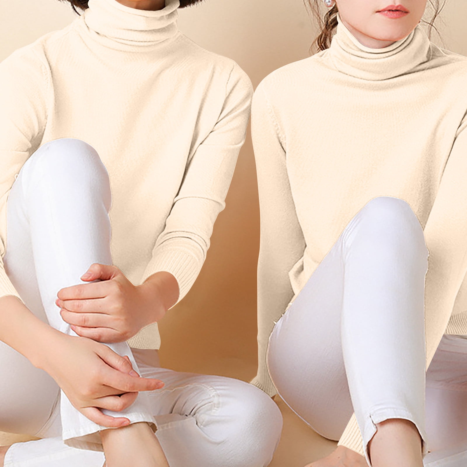 Up to 65% off Pitauce Turtleneck Sweater for Women Solid Color Knitted Cotton Long Sleeve Tops ...