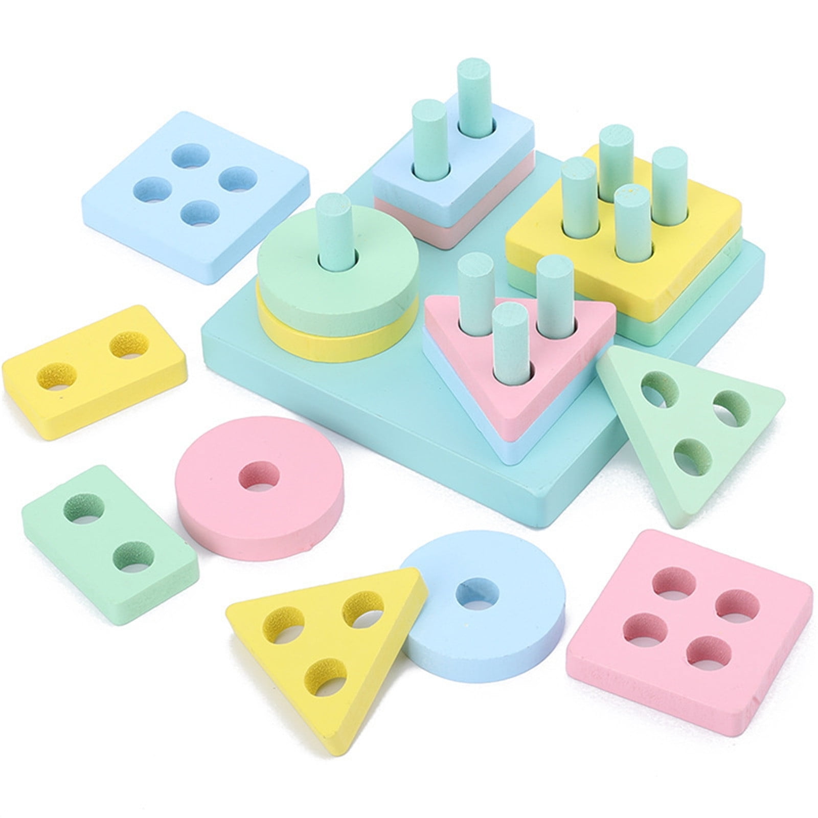 Up to 65% off! Puzzles for Kids Wooden Sorting & Stacking Toy Shape ...