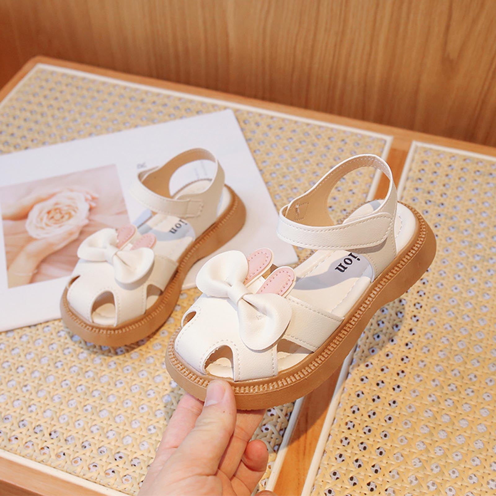 Up to 65% off SEMPAI Girls' Summer New Soft Soled Floral Bao Head Rhinestone Princess Shoes for ...