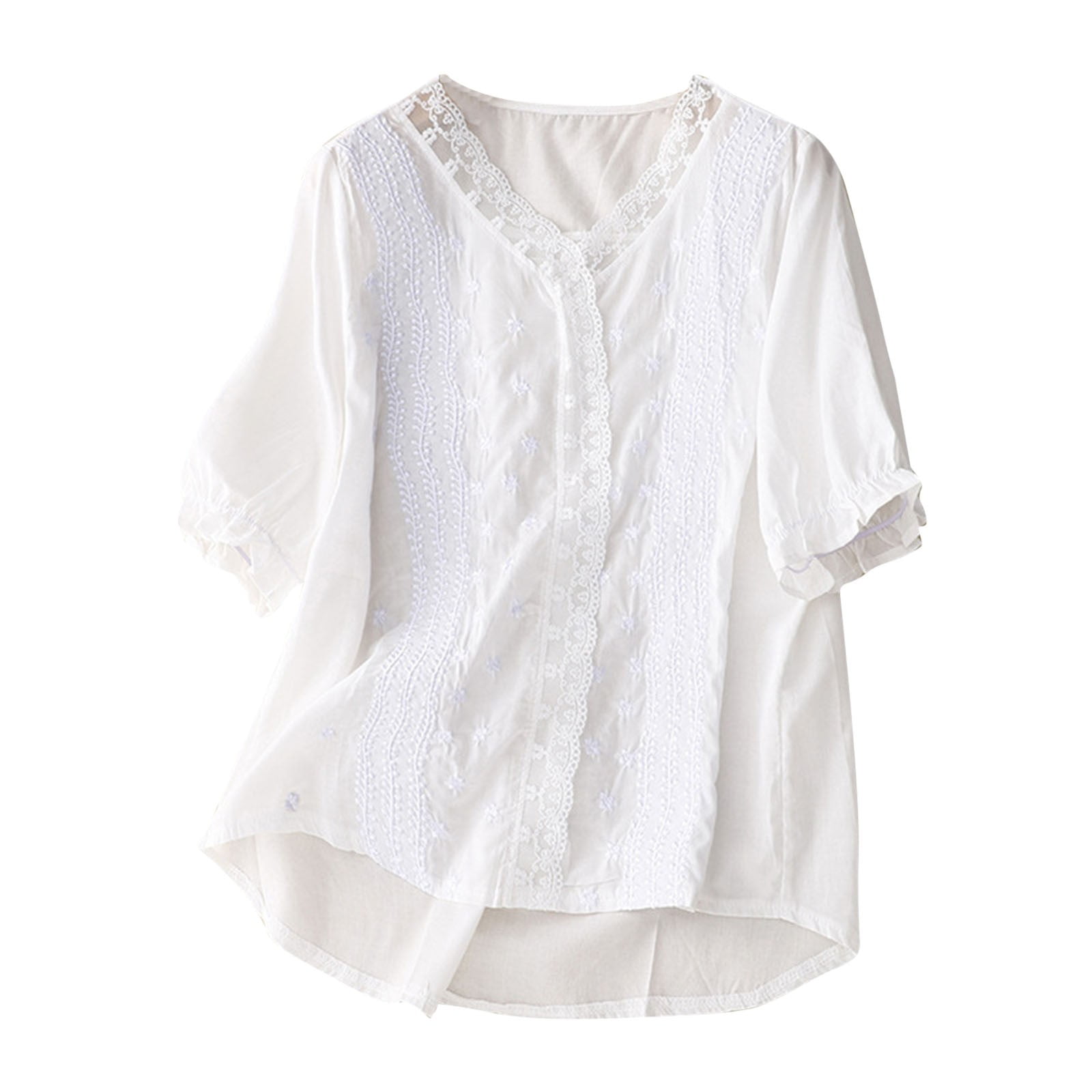 Summer Womens Tops 2025 Cotton and Linen Plus Size Spring Printed ...
