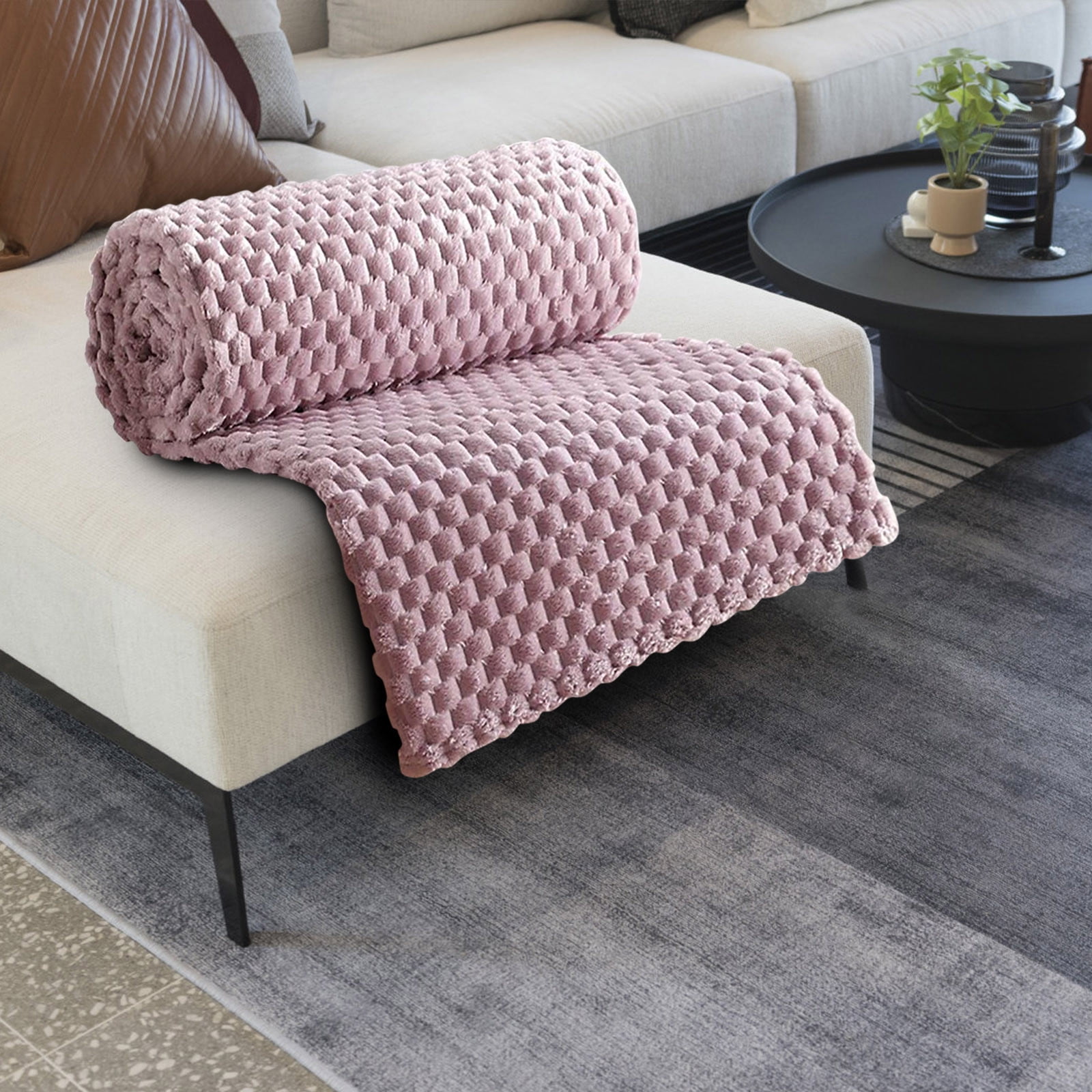Up to 65% off Throw Blankets, Hwkond Flannel Blanket, Solid Color ...