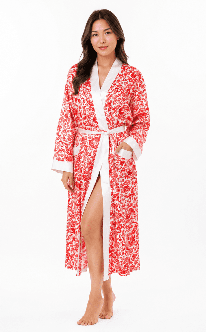 Up2date Fashion Long Satin Robes for Women Lightweight Silky Soft Full ...
