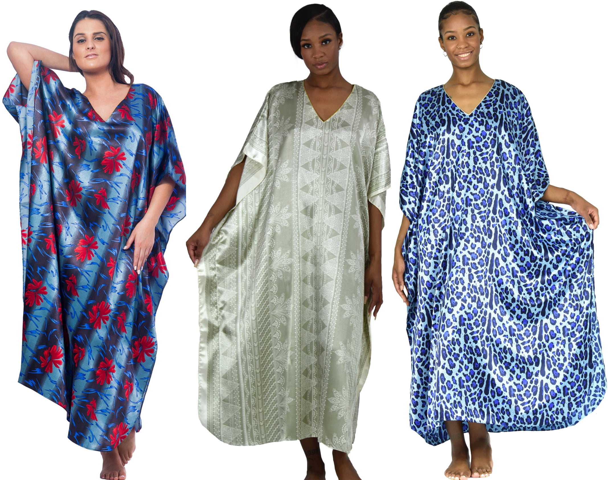 Up2date Fashion's Ladies Lounge Long Night Satin Caftans Value Pack #14 ...