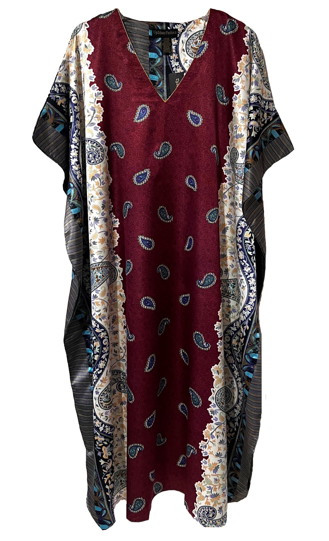 Up2date Fashion's Women's Caftan / Kaftan, Burgundy Paisley Print ...