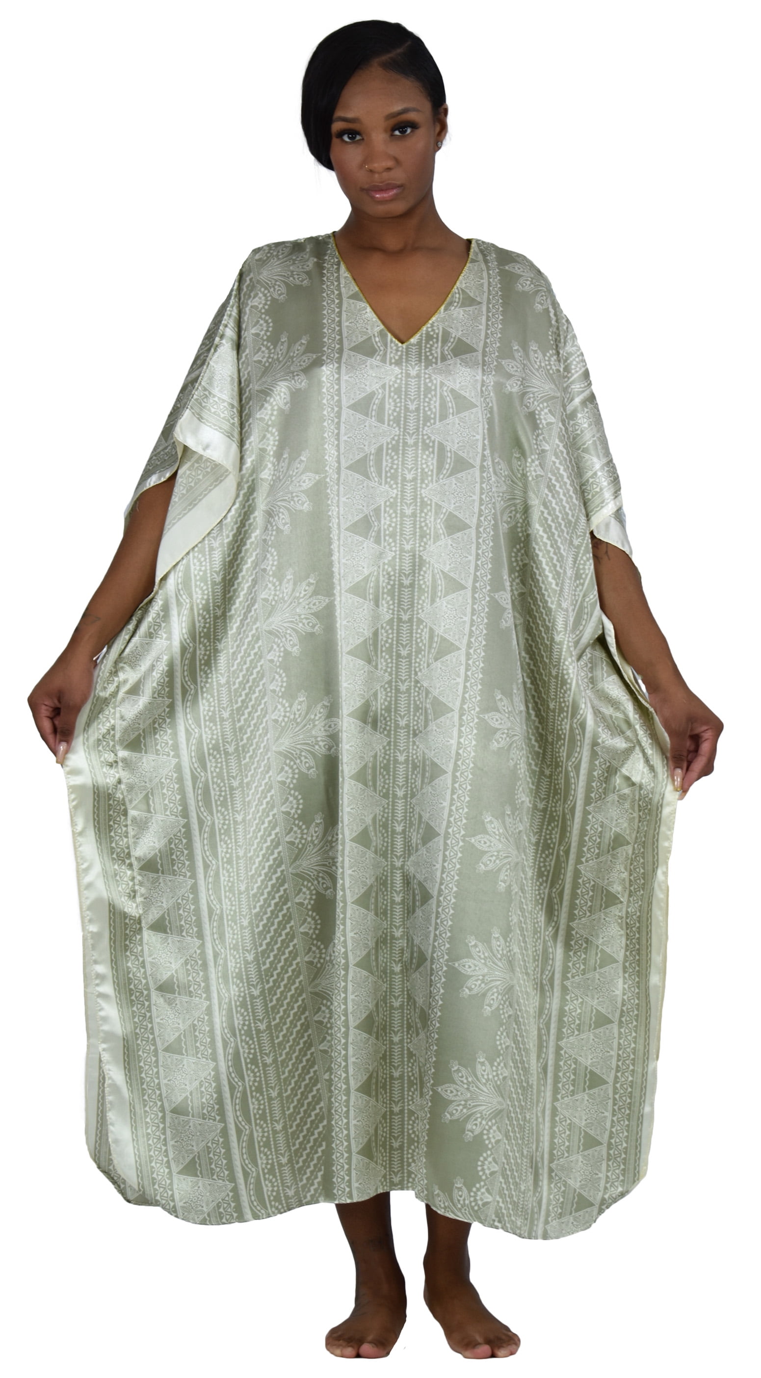 Up2date Women's Satin Silk Dress, Dream Art Print Caftan, Style Caf-107 ...