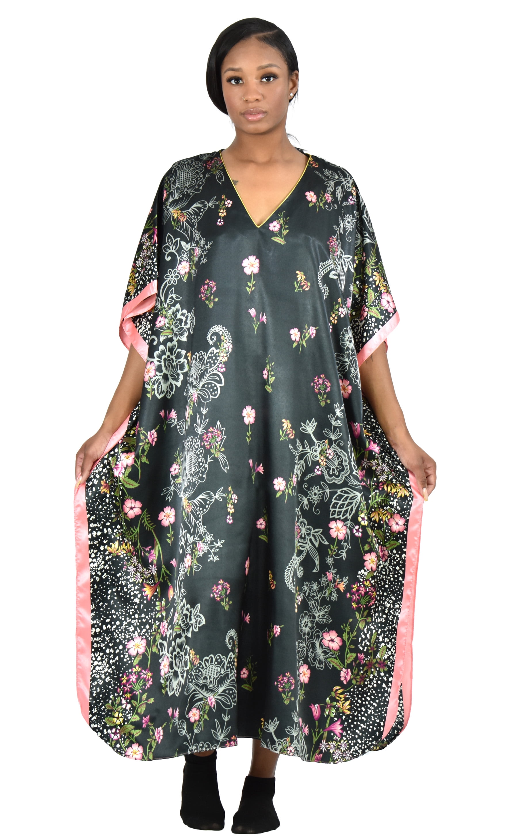 Up2date Fashion's Women's Caftan / Kaftan, Midnight Meadows Print, One ...