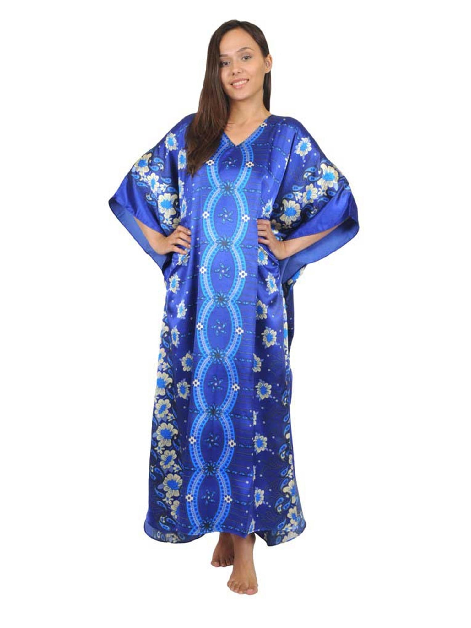 Up2date Fashion's Women's Satin Silk Long Loungewear Caftan/Kaftan ...